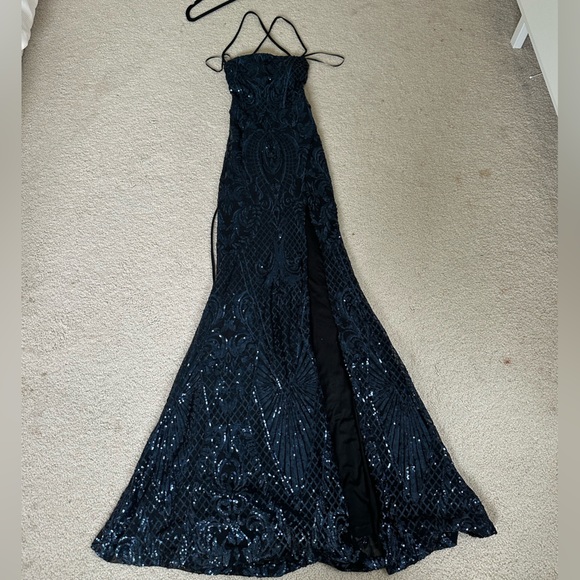 Windsor | Dresses | Windsor Black Sequin Embellished Prom Gown | Poshmark